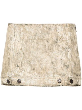 Acne Studios minijupe en jean &agrave; effet m&eacute;tallis&eacute; - Vert