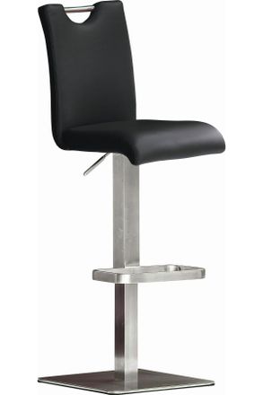 Livetastic Barhocker, Schwarz, Edelstahl, Metall, Leder, Echtleder, Rindleder, eckig, Bodenplatte, 42x90x50 cm, Esszimmer, Barm&ouml;bel, Barhocker