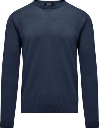 Bomboogie Homme, Pulls, Bleu, Taille: 3XL Pull ras du cou en lin et coton