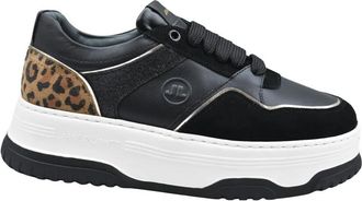 Janet & Janet Low-Top Sneaker - Leopard Accent Platform Sneakers With Bold Design - Gr. 36 (EU) - in Schwarz - f&uuml;r Damen