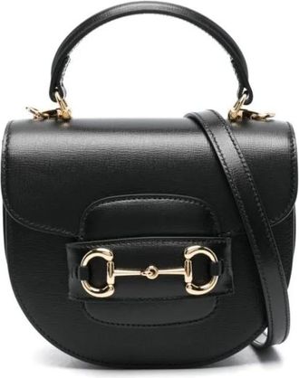 Gucci Crossbody Bags - Structured Leather Shoulder Bag With Gold-Tone Cla - Gr. unisize - in Schwarz - f&uuml;r Damen