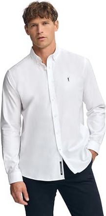 Polo Club Chemise Oxford à Manches Longues Blanc 100% Coton pour Hommes - Regular Fit