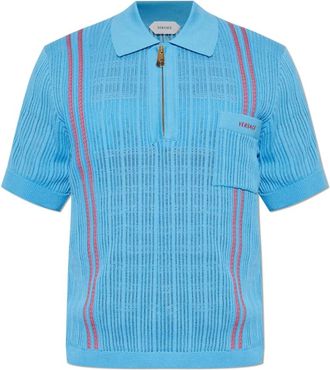 Versace Homme, Pulls, Bleu, Taille: XL Pocket Polo
