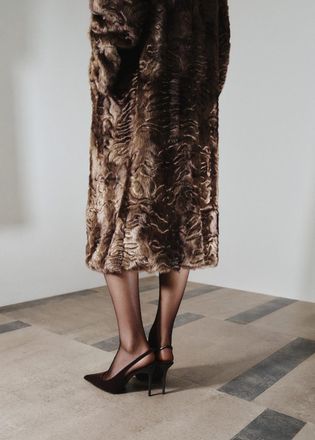 Mango Chaussure &agrave; talon velours chocolat - Femme - 40 - MANGO