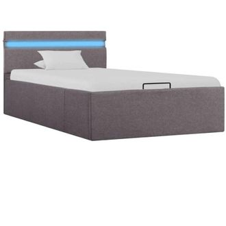 vidaXL Vidaxl - Cadre de lit &agrave; stockage hydraulique et led Taupe 90x200 cm
