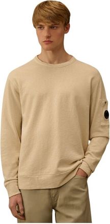 C.P. Company C.p. Company, Homme, Sweatshirts et sweats &agrave; capuche, Beige, Taille: XL Malfil&egrave; Fleece Lens Crewneck SweaT-shirt