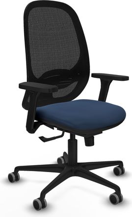 Piqueras y Crespo Gepolsterter Drehstuhl mit 3D-Armlehnen, h&ouml;henverstellbare Lendenwirbelst&uuml;tze, ausgestattet mit 3 Positionen und Schneideschaum, Schwarz/Marineblau