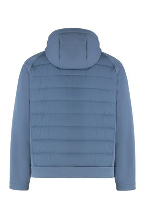 Paul & Shark Mens Technical Fabric Jacket With Zip And Hood Light Blue Polyester Raincoats Coat