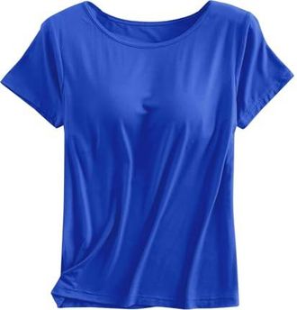 Generic D&eacute;bardeur de sport avec soutien-gorge int&eacute;gr&eacute; pour femme - Joli col rond - Sans manches - Tendance - Solide - Athl&eacute;tique - Manches courtes - Y2K 2025 
