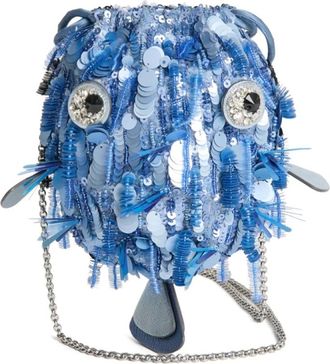 Anya Hindmarch Femme, Sacs, Bleu, Taille: ONE Size Embellished Blowfish Cross-Body
