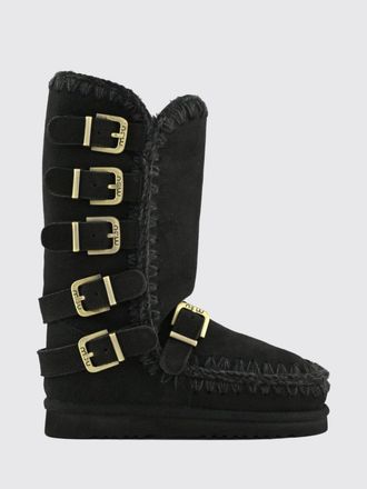 Mou Bottes Eskimo mi-mollet en peau de ton avec coutures au crochet