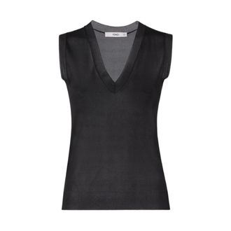 Fendi Oberteil aus Seidenorganza - - Tops - Damen - Schwarzk - XS