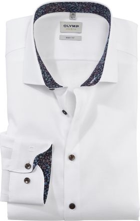 Olymp Herren Businesshemd Langarm Level.Five.Body.fit,Einfarbig,Body fit,Modern Kent,Weiss 00,44
