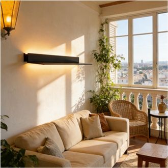 Generic LED-Schweberegale aus Aluminiumlegierung, wandmontiertes Pflanzen-/B&uuml;cherregal, beleuchteter Ausstellungsst&auml;nder for Eingang/Bar/Badezimmer(Black/3.5k