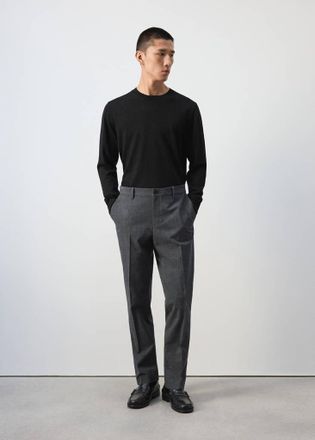 Mango Slim-Fit-Flanellhose dunkelgrau meliert - Herren - 38 - MANGO MAN
