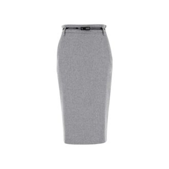 Max Mara Femme, Jupes, Gris, Taille: 46 FR Ginseng Midi Skirt
