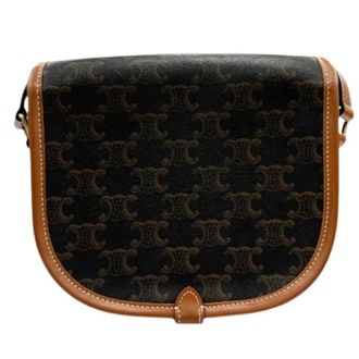 Celine Pre-owned Folco Triomphe Canvas Umh&auml;ngetasche - - Pre-owned - Damen - Braun - ONE SIZE