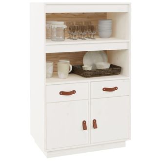 Generic Highboard aus Massivem Kiefernholz, 2 Schubladen und Doppelt&uuml;rfach mit Offenen Regalen, Multifunktionaler Organizer f&uuml;r Zuhause, K&uuml;che und Schlafzimme