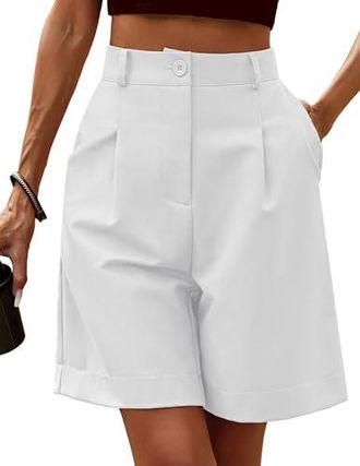 Zeagoo Shorts Bermudas Femme D&eacute;contract&eacute; Taille Haute Jambes Larges Short Cargo daffaires Short d&eacute;t&eacute; avec Fermeture &eacute;clair