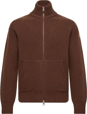 Moncler Moncler Cardigan En Laine Et Cachemire M&eacute;lang&eacute;s, Homme, Marron, Taille: 3xl