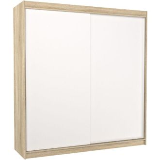Les Tendances Les Tendances - Armoire chambre adulte bois clair et blanc 2 portes coulissantes Terika 200cm