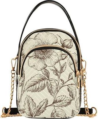 Mnsruu Sac à bandoulière pour femme - Motif floral - Style vintage - Avec sangle réglable
