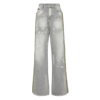 Philipp Plein Femme, Jeans, Gris, Taille: W26 Wide Jeans