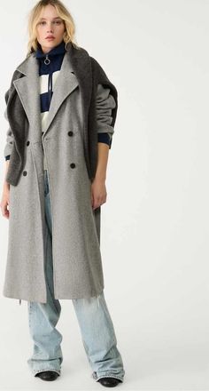 Stradivarius Trench-coat doux au toucher - Gris chiné