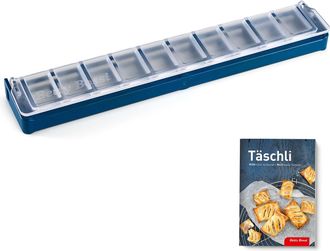 Betty Bossi T&auml;schler MiniMaxi | Teigformer f&uuml;r 5 gro&szlig;e oder 10 kleine Teigtaschen | beidseitig verwendbar | Sp&uuml;lmaschinengeeignet | inkl. Rezeptheft | K&uuml;chenhelfe