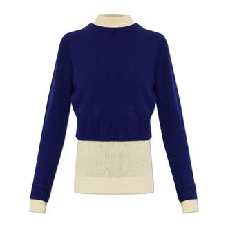Jil Sander Pull &agrave; col montant en laine - Femme - Pulls - Bleu - Taille: 42 FR