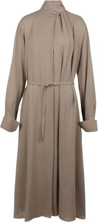 Tom Ford Femme, Robes, Beige, Taille: 38 FR Robe Midi Ceintur&eacute;e en Soie