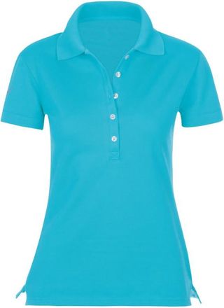 Trigema Damen Poloshirt mit Swarovski Kristallen, Gr. 56 (Herstellergr&ouml;&szlig;e: XXXL), Blau (Azur 051)