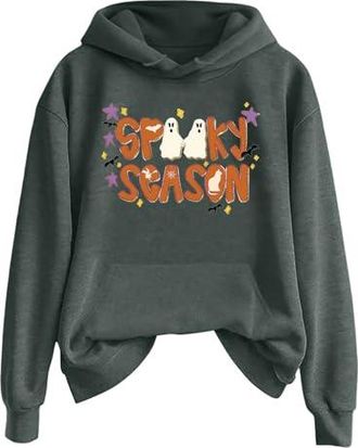 Generic 2026 Vestes pour femmes - Sweat &agrave; capuche imprim&eacute; Halloween - Pull &agrave; manches longues - Veste polaire confortable - D&eacute;contract&eacute;e - Automne et hiver, gr