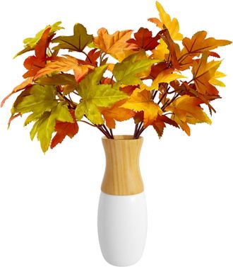 Generic Maple Blattstämme - 2pcs künstliche Herbstzweige, gefälschte Blattbüsche | Rustikale Wohnkultur für Thanksgiving, Halloween, Tischmittelstücke, Herbst