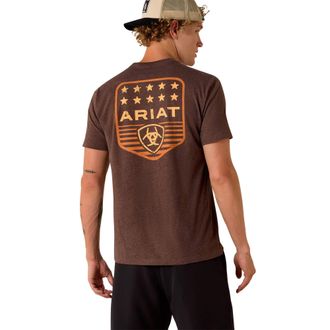 Ariat Mens Ariat Stripe Patriotic Badge T-Shirt in Brown Heather, Size 2X-Large