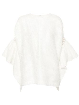 Junya Watanabe Bouclé-Bluse mit ausgestellten Ärmeln - Weiß