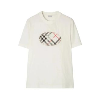 Burberry Check Knight Stamp Baumwoll-T-Shirt - - Tops - Herren - Wei&szlig; - L