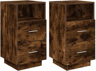 vidaXL Nachttische 2 Stk. mit 2 Schubladen R&auml;uchereiche 36x36x68 cm Vidaxl