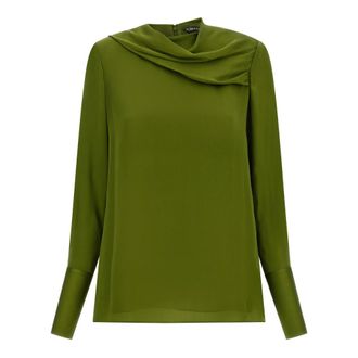 Tom Ford Femme, Blouses et Chemises, Vert, Taille: 34 FR Blouse en georgette de soie drap&eacute;e