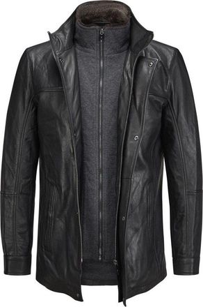 Milestone Lederjacke MSBernardo mit abnehmbarem Windschutz aus Baumwoll Jersey