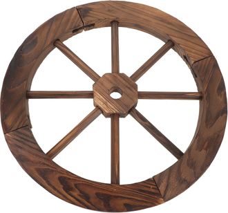 Healifty Vintage Holzwagenrad Wanddekoration 40cm Durchmesser Rustikales Holzrad f&uuml;r Wohnzimmer Garten Einfache Aufh&auml;ngung Vielseitiger Wandbehang