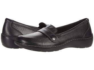 Clarks Womens Cora Daisy Loafer Flat, Black Tumbled Leather, 9.5 X-Wide