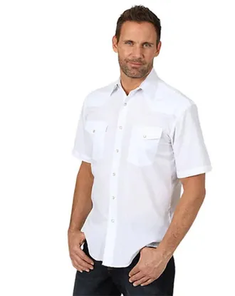 Wrangler Herren Sport Western Basic Two Pocket Kurzarm Snap Shirt Hemd, Weiss/opulenter Garten, Mittel