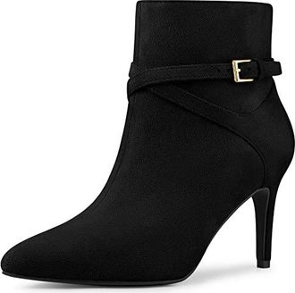 Allegra K Bottines à bout pointu pour femmes avec brides croisées et talon aiguille Noir 38