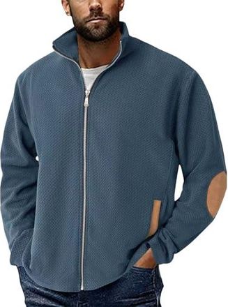Generic Sweat-shirts pour homme - Veste polaire pour homme - Fermeture éclair intégrale - Léger - Col montant - Veste chaude décontractée dextérieur coupe-ven