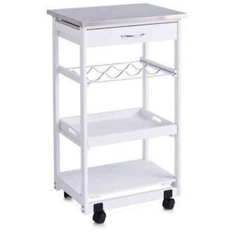 ZELLER 13772 Kitchen Trolley With Stainless Steel Top / 47 X 37 X 82 White