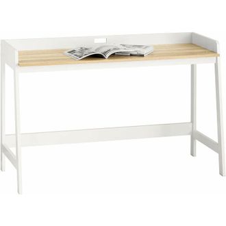 SoBuy FWT41-WN Schreibtisch Tisch Computertisch B&uuml;rotisch wei&szlig;/natur bht ca.: 125x80x51cm - Sobuy