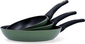 Quid Aspen 3-teiliges Pfannen-Set, geschmiedetes Aluminium, 18 - 22 - 26 cm, Aluminium, geeignet für Glaskeramik, induktionsgeeignet, 2 Schichten mit Antih