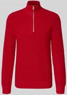 Mc Neal Slim Fit Strickpullover aus reiner Baumwolle mit Troyer-Kragen