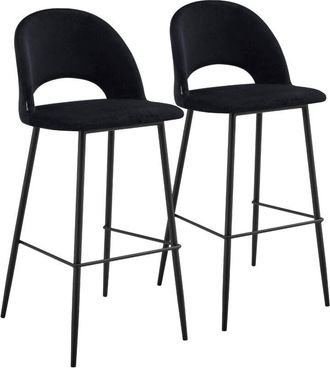 Oviala Oviala - Lot de 2 chaises hautes en métal et velours noir